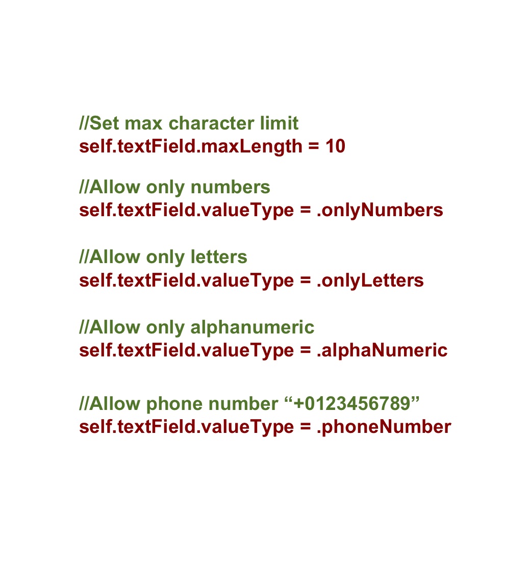 Max Character Limit Of UITextField And Allowed Characters Swift